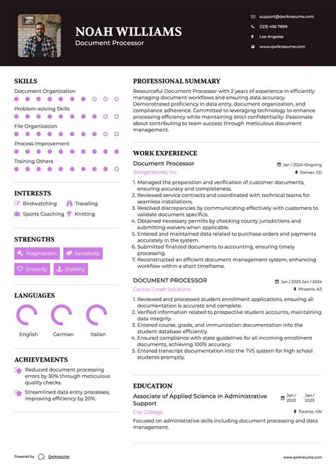 Document Processor Resume Samples Templates For
