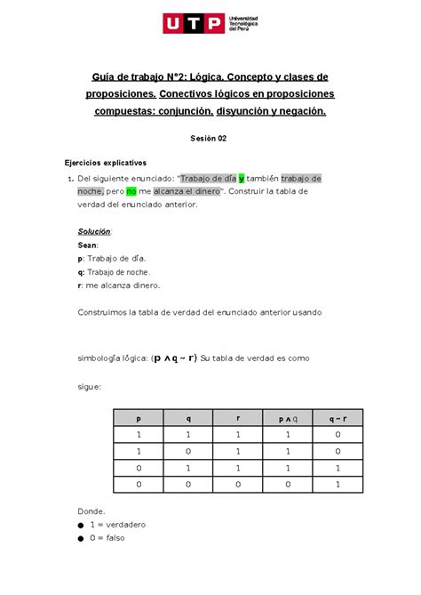 Principios de algoritmo Guía de trabajo N Lógica Concepto y clases de proposiciones Studocu