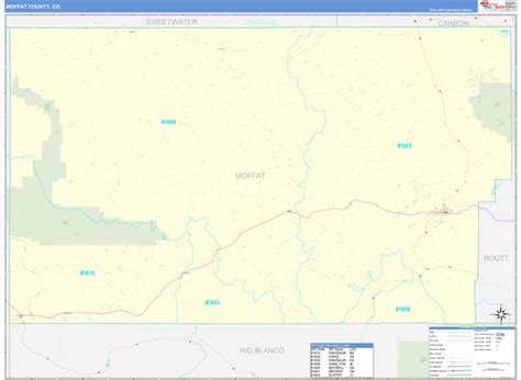 Moffat County Co Zip Code Wall Map Basic Style By Marketmaps Mapsales