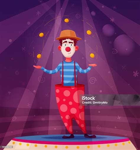 서커스 쇼입니다 재미 있는 광대 문자 속 인 만화 벡터 일러스트 레이 션 모던 양식에 대한 스톡 벡터 아트 및 기타 이미지