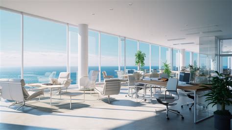 Spacious Office Ocean View Professional Virtual Background Bundle Work