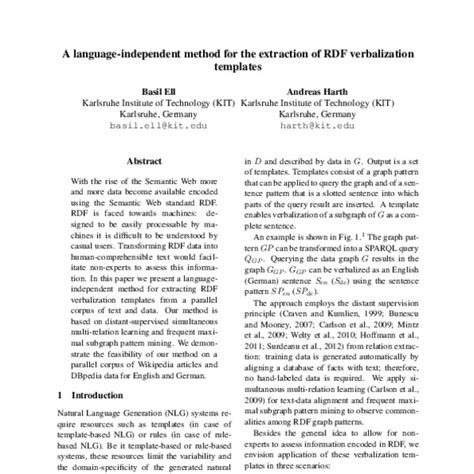 A Language Independent Method For The Extraction Of Rdf Verbalization