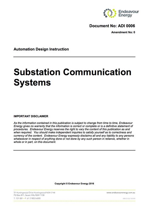 Substation Communication Systems Automation Design Instructions Eep