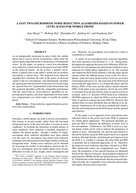 pdf a fast two microphone noise reduction algorithm based on power
