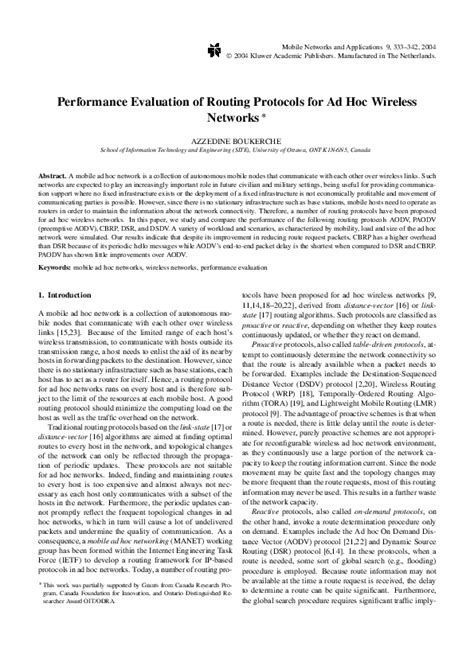 Pdf Performance Evaluation Of Routing Protocols For Ad Hoc Wireless