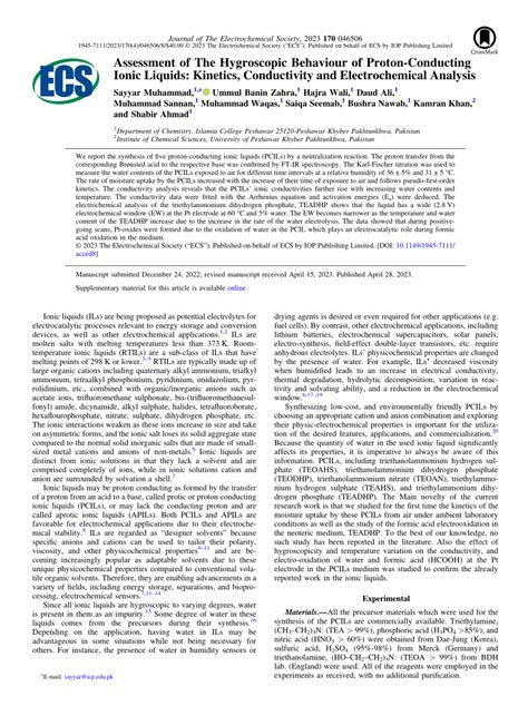 Pdf Assessment Of The Hygroscopic Behaviour Of Proton Conducting Ionic Liquids Kinetics