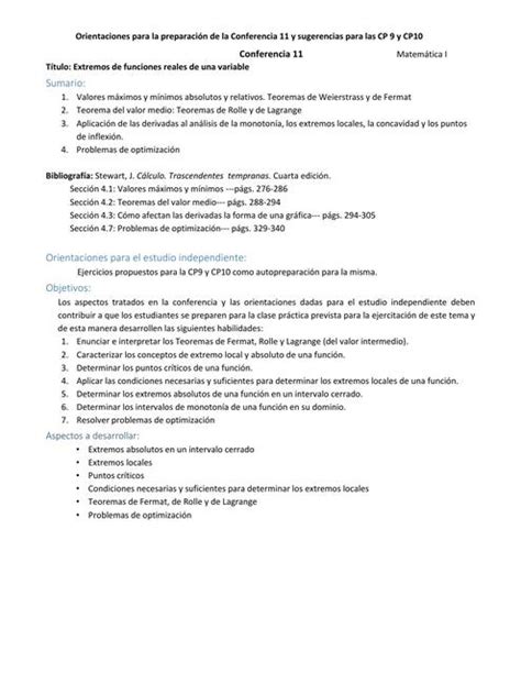 Extremos De Funciones Reales De Una Variable Arys UDocz