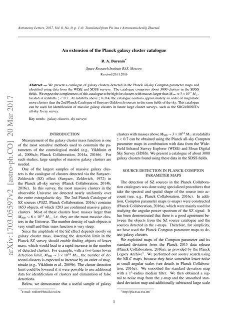 Pdf An Extension Of The Planck Galaxy Cluster Catalogue