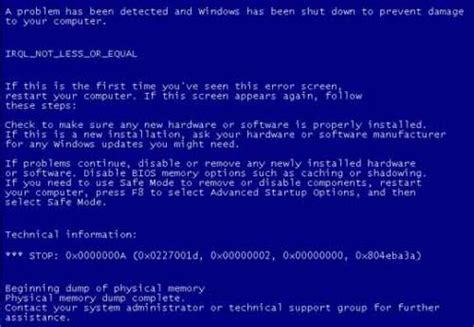 What Does The IRQL NOT LESS OR EQUAL Blue Screen Mean In Windows