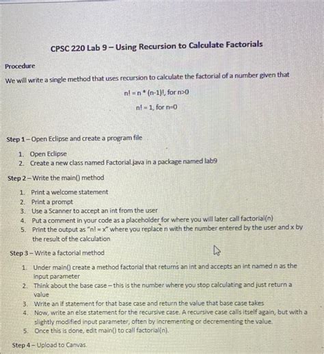 Solved Cpsc 220 Lab 9 Using Recursion To Calculate