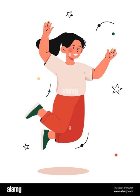 Happy Girl Jumping Stock Vector Image And Art Alamy