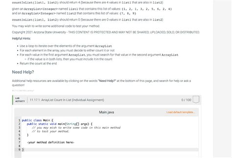 Solved 1117 Arraylist Count In List Individual Assignment