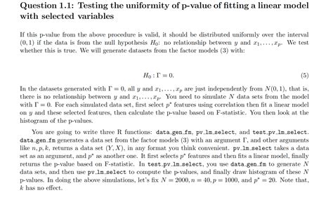 Question 11 Testing The Uniformity Of P Value Of