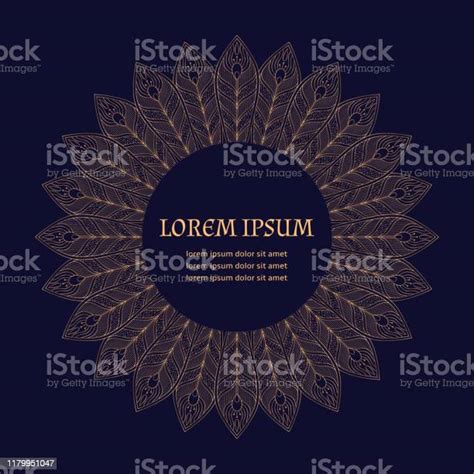 럭셔리 로얄 패턴 만다라 벡터 프레임입니다 민족 공작 깃털 만다라 라벨입니다 동양 디자인 공작새에 대한 스톡 벡터 아트 및 기타