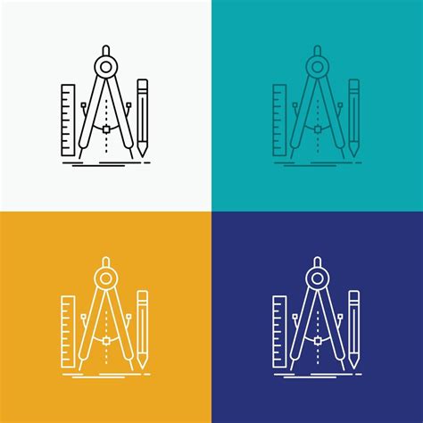 Build Design Geometry Math Tool Icon Over Various Background Line Style Design Designed
