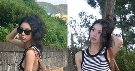 양팔 타투 가득 트와이스 채영 40도 폭염 속 나들이…♥자이언티 또 반할라