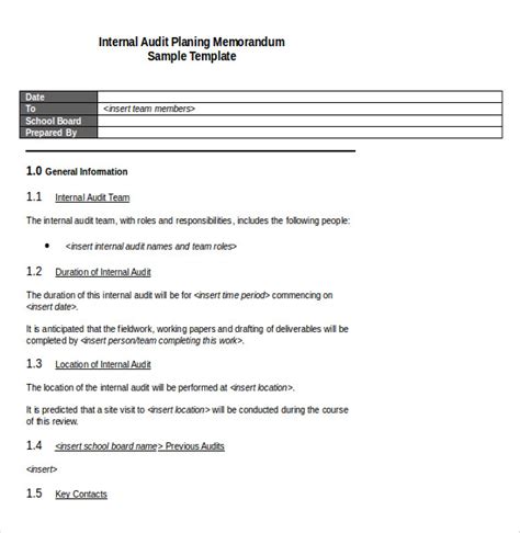 Audit Memo Template 12 Word Excel Pdf Documents Download