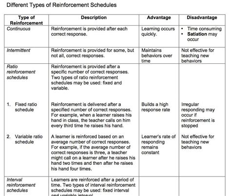 Examples Of Schedules Of Reinforcement