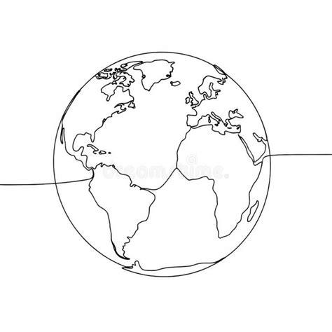 Minimalist Single Line Drawing Of Planet Earth Globe Showcasing