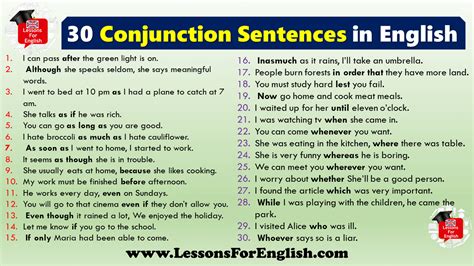 Conjunction Examples Sentences
