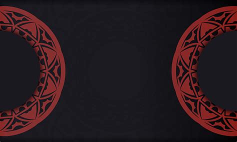 고급스러운 장식과 텍스트 장소와 검은 색 빨간색 배너 그리스 패턴의 인쇄 식 엽서 디자인 0명에 대한 스톡 벡터 아트 및 기타 이미지 0명 개념 곡선 Istock