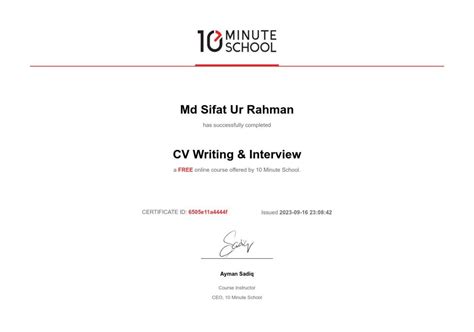 Md Sifat Ur Rahman On Linkedin Cv Writing And Interview Course Certificate