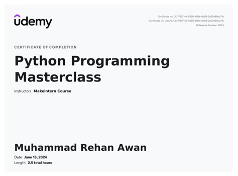 Completed Python Programming Masterclass On Udemy Muhammad Rehan Awan Posted On The Topic