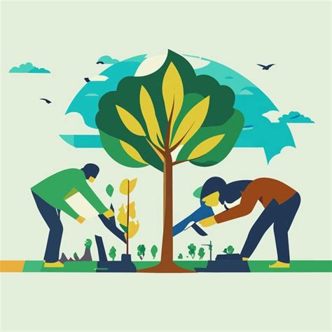 Premium Vector Tree Planting Concept Background