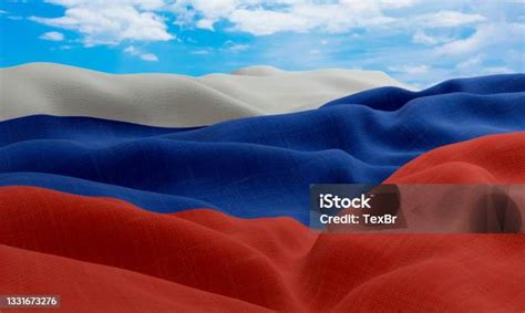 바람에 러시아 플래그 현실적이고 물결 모양의 직물 플래그 3d 렌더링 0명에 대한 스톡 사진 및 기타 이미지 0명 관광 교육 Istock