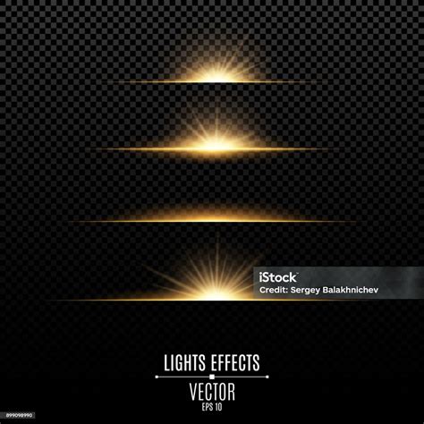 추상적인 황금 빛에 투명 한 배경입니다 밝은 섬광 그리고 골드 색상의 섬광입니다 빛의 밝은 광선 빛나는 라인 벡터 일러스트 레이 션 개념에 대한 스톡 벡터 아트 및 기타