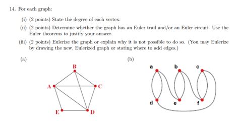 Solved 14 For Each Graph I 2 Points State The Degree