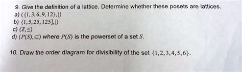 Solved Give The Definition Of A Lattice Determine Whether These Posets