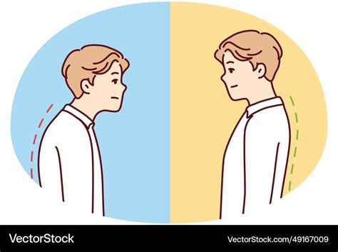 Man With Good And Bad Back Posture Royalty Free Vector Image