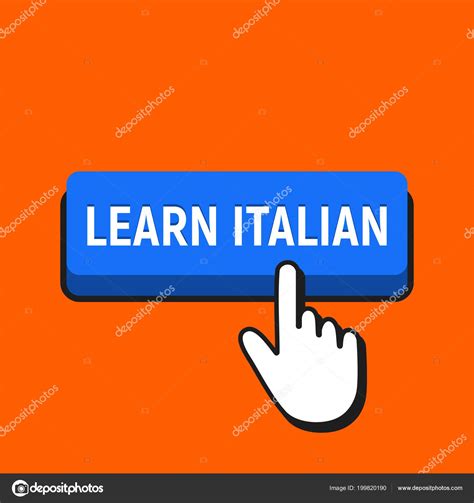 Hand Mouse Cursor Clicks Learn Italian Button Pointer Push Press Stock