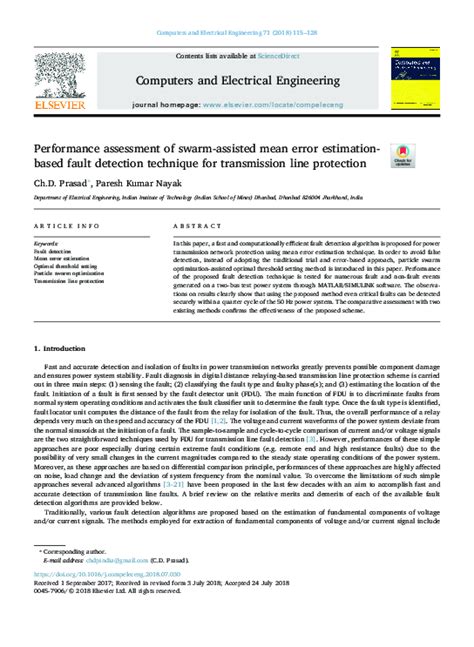 Pdf Performance Assessment Of Swarm Assisted Mean Error Estimation Based Fault Detection