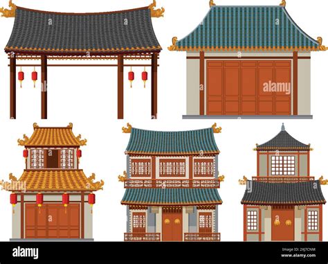 Vector Art Of Traditional Asian Architectural Structures Stock Vector