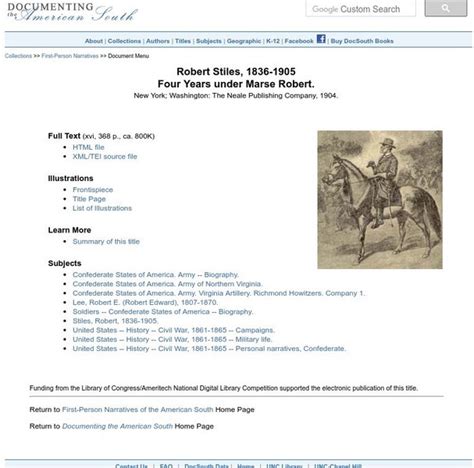 Documenting The South Robert Stiles 1836 1905 Four Years Under Marse