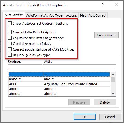 Exploring AutoCorrect Feature In Excel Excel Unlocked