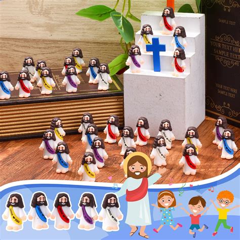 Bememo 50 Pcs Mini Jesus Figures Jesus Loves You Christ