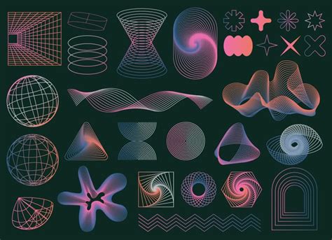 Set Of Abstract Geometric Shapes Futuristic Line Design Elements