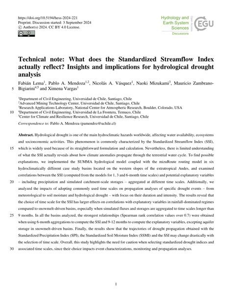 Pdf Technical Note What Does The Standardized Streamflow Index