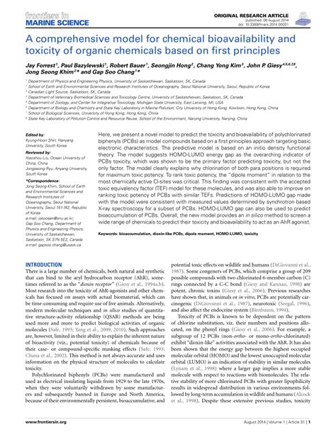 Pdf A Comprehensive Model For Chemical Bioavailability And Toxicity