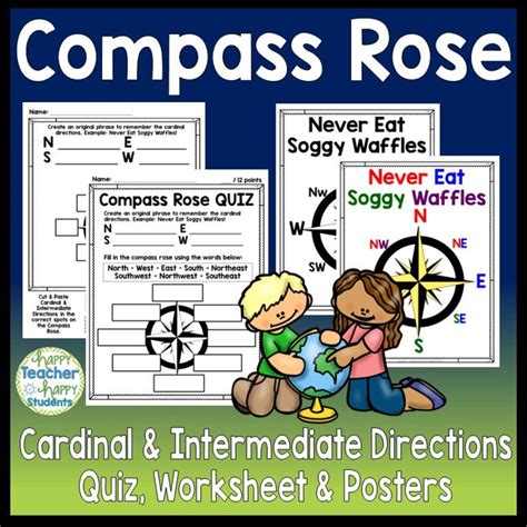 Compass Rose Worksheet Set Quiz Signs Word Search Digital Download