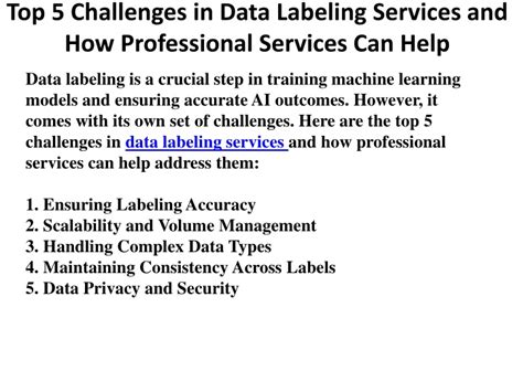 Ppt Top 5 Challenges In Data Labeling Services And How Professional