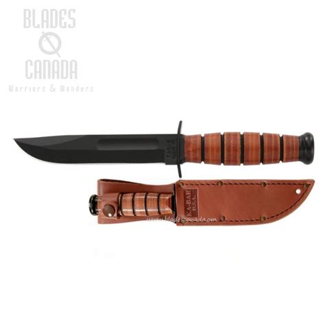 Ka Bar Usa Short Fixed Blade Knife 1095 Cro Van Leather Handle