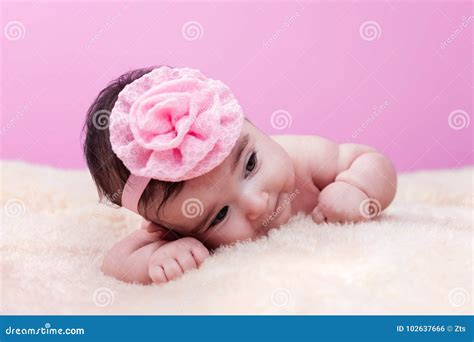 Cute Pretty Happy And Chubby Baby Girl Without Clothes Naked Or Nude Stock Photo Image Of