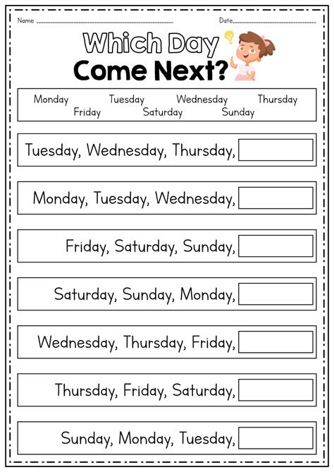 Days Of The Week Worksheets First Grade Artofit