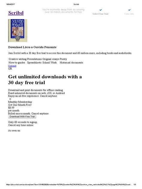 Scribd Get Unlimited Downloads With A 30 Day Free Trial Pdf
