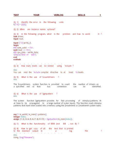 Test Your Verilog Skills 1 Pdf Pdf Digital Electronics Digital Technology