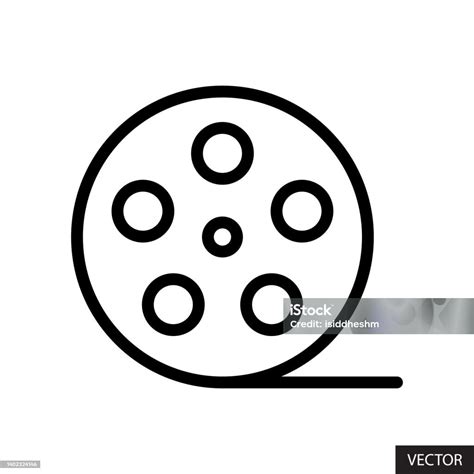 필름 릴 필름 롤 또는 필름 스트립 벡터 아이콘 웹 사이트 디자인 응용 프로그램 Ui를위한 라인 스타일 디자인 흰색 배경에 격리 편집 가능한 스트로크 Eps 10 벡터